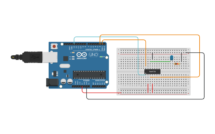 Circuit design IC 74HC73 - Tinkercad