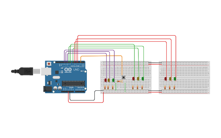 Circuit design Copy of MAGOZZI-MATTEOLI-5BE-semaforo con interrupt step 3 | Tinkercad