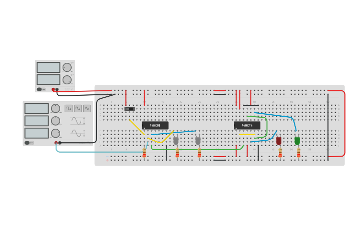 Circuit design 2 bit ripple counter | Tinkercad