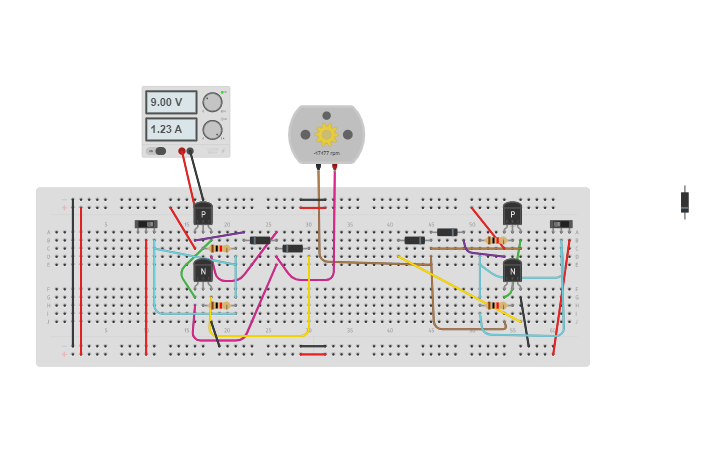 Circuit design The H-Bridge Motor Driver using BJT | Tinkercad