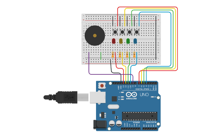 Circuit design Jogo genius | Tinkercad