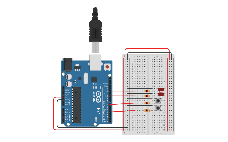 Circuit design Buttons version 3 | Tinkercad