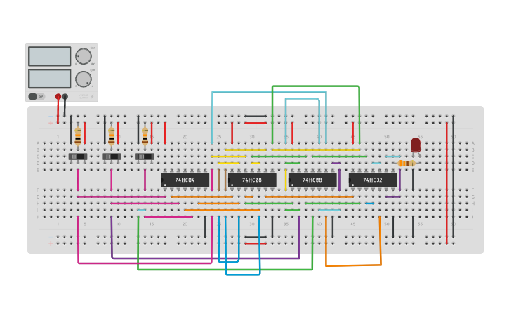 Circuit design AST 122 - CANSANCIO - BIT I-2 - MOD 01 - DECODER USING LED - Tinkercad