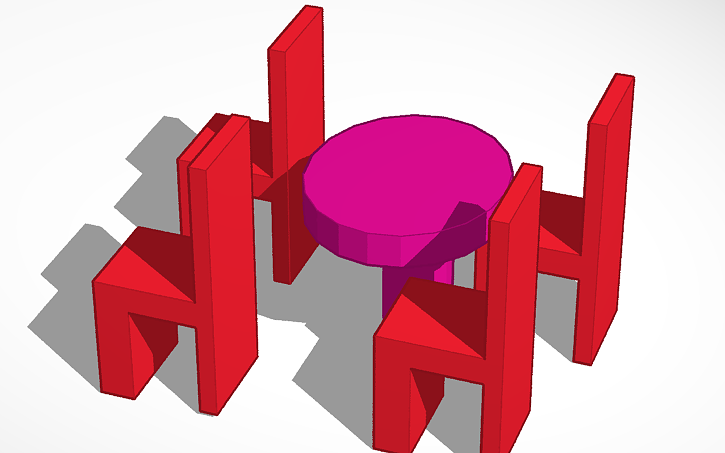 3D design Chairs and table - Tinkercad