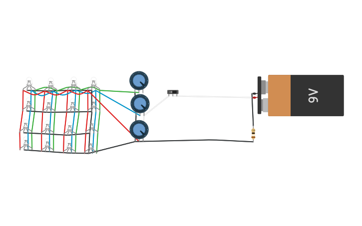 Circuit design 4x4 colored dot matrix update: 3 poten, all connected ...