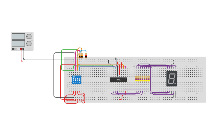 Circuit design BCD To 7 Segment - Tinkercad
