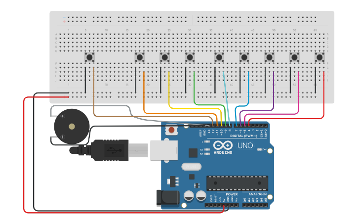 Circuit Design Piano Arduino Tinkercad 2945