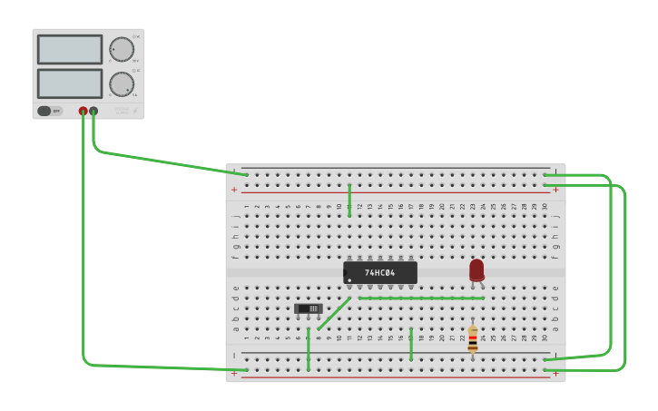 Circuit design NOT gate | Tinkercad