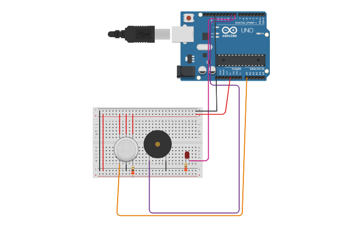 Circuit design GAS SENSOR - Tinkercad