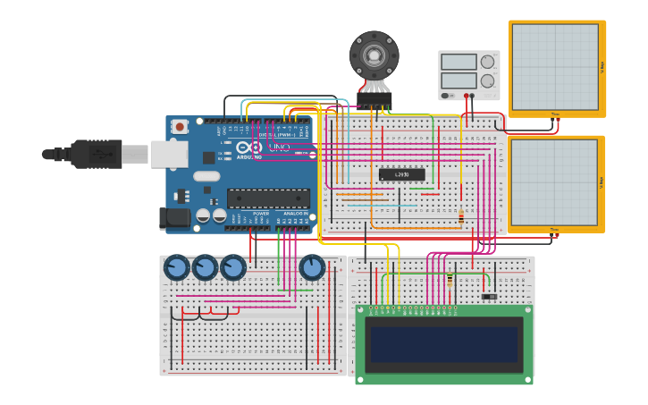 Circuit design [5] Motor DC dengan kontroler PID - Kelompok 2 - Tinkercad