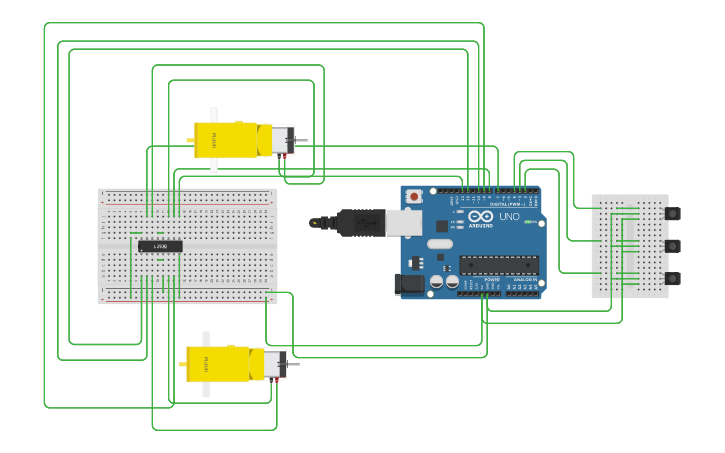 Circuit design Rohaan John Line Tracing Robot | Tinkercad