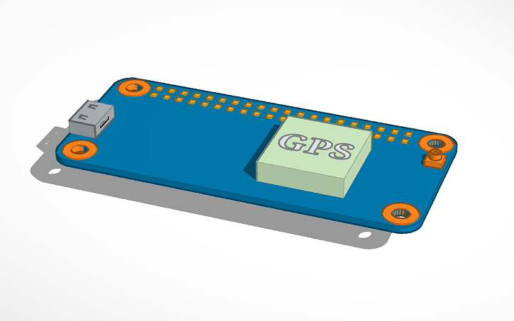 3D design GPS Pi Hat - Tinkercad