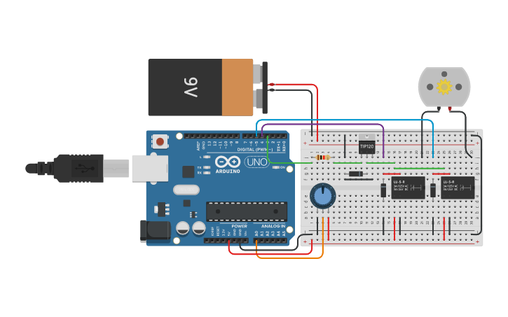 Circuit design Controle de motor DC por PWM e ponte H de relês para ...