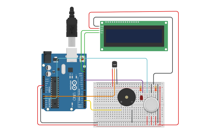 Circuit design Temperature Sensor with an LCD display for temprature ...