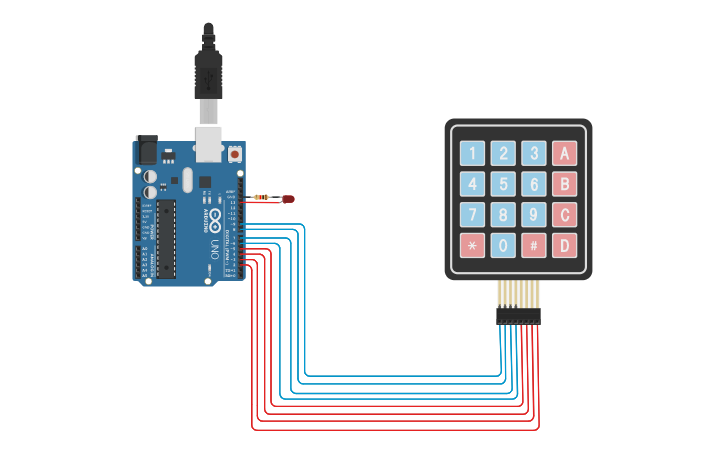 Circuit Design Keypad 4x4 Tinkercad