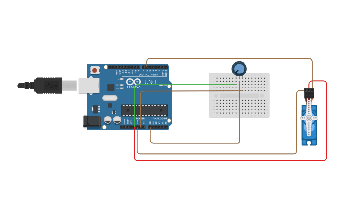 Circuit Design Servo And Potentiometer Tinkercad
