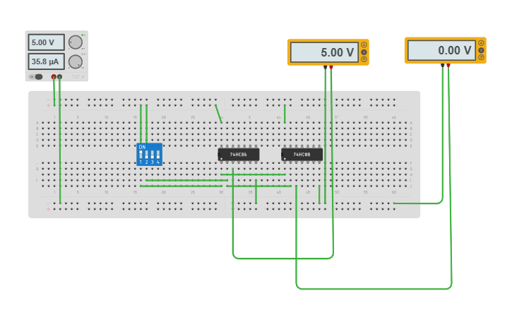 Circuit Design Half Adder Tinkercad