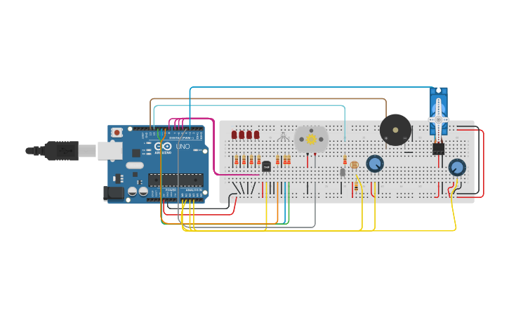 Circuit design Domotización de una habitación | Tinkercad