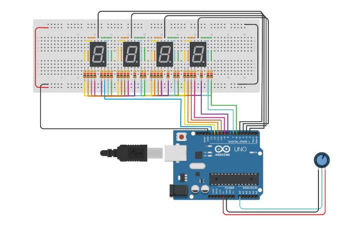 Circuit design Actividad_Display_7Seg - Tinkercad