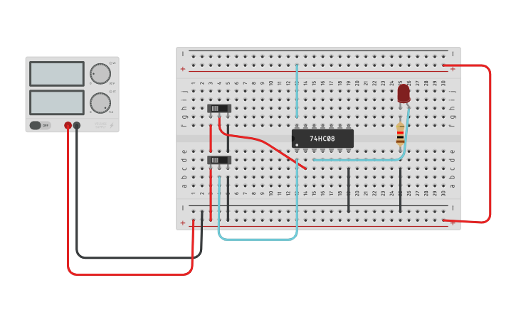 Circuit design AND gate - Tinkercad