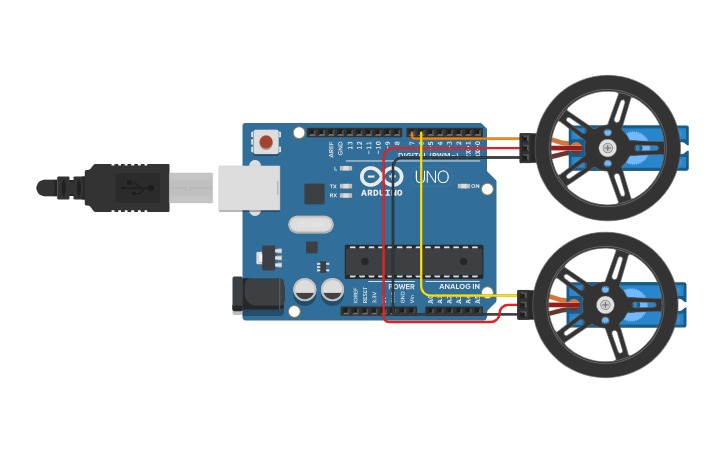 Circuit design Control Servo continuo - Tinkercad