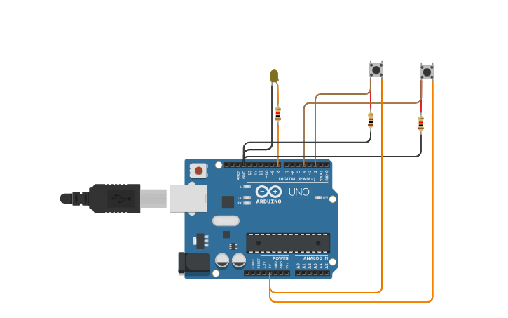 Circuit design Programación de un led (on - off) con dos pulsadores ...