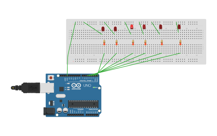 Circuit design chaser pattern similar to the Night Rider Sequence | Tinkercad