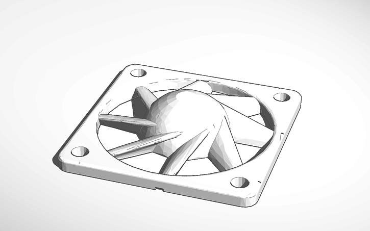 3D design 50mm fan cover with recess for led and wire guides - Tinkercad