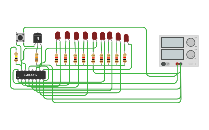 Circuit design led chaser circuit | Tinkercad
