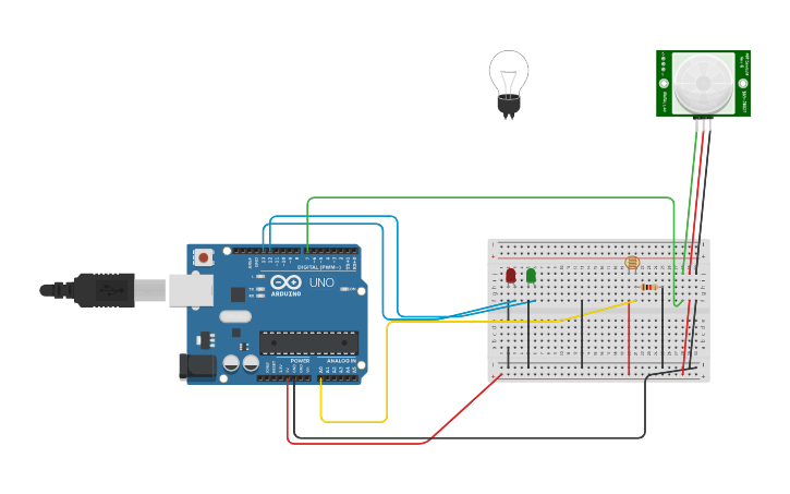 Circuit design Exemplo de Sensor de Movimento | Tinkercad