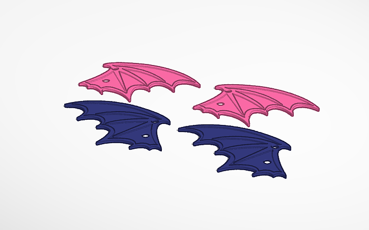 3D design shoe lace bat wings - Tinkercad