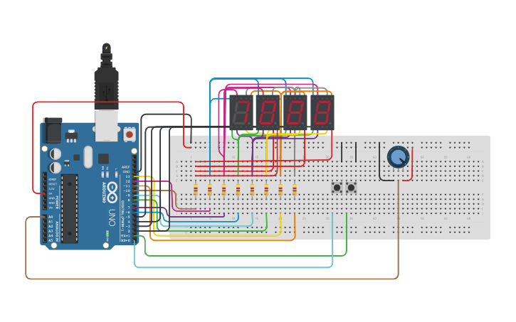 Circuit design 04_Test 7 Segment - Tinkercad