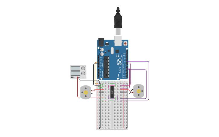 Circuit Design 2 Motores Cc Con Puente H L293d Tinkercad