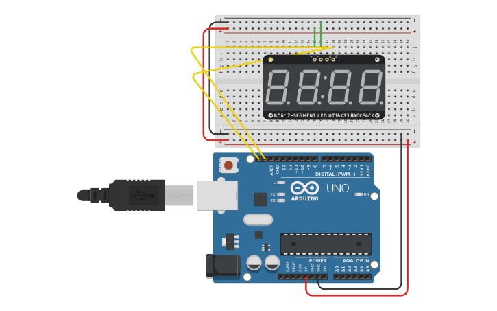 Circuit design 58 7segment LED Clock - Tinkercad