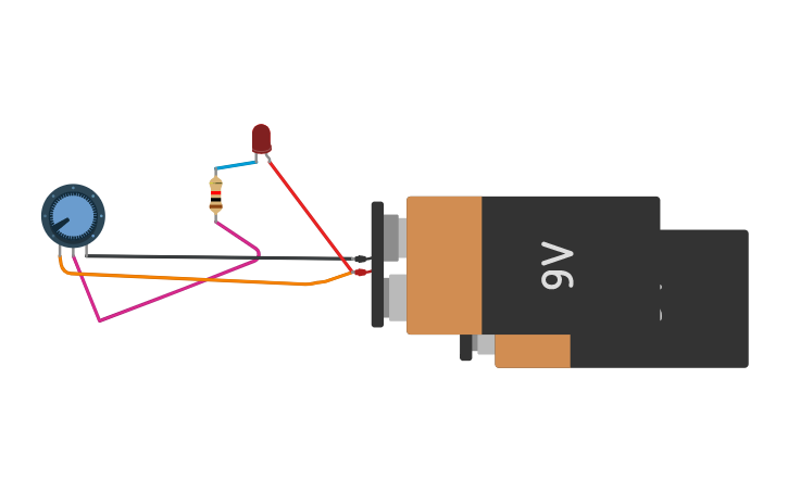 Circuit design potential meter-resistor circuit - Tinkercad
