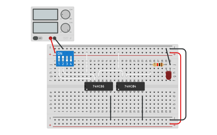 Circuit design XNOR GATE - Tinkercad