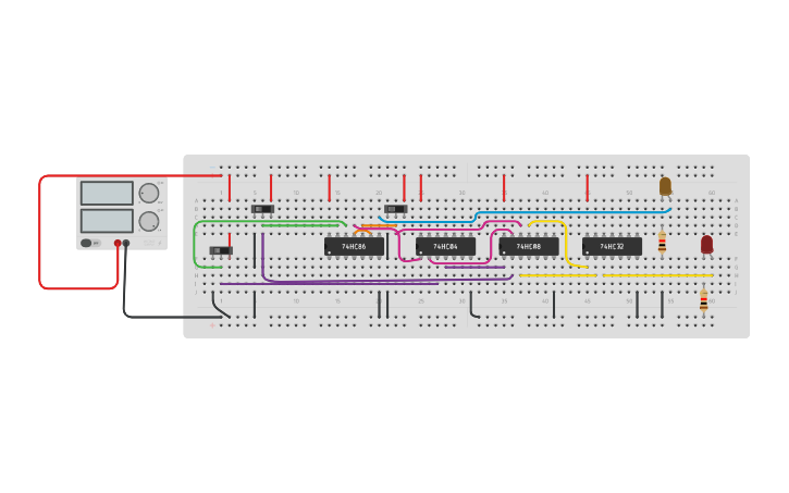 Circuit design FULL ADDER USING BASIC GATES | Tinkercad