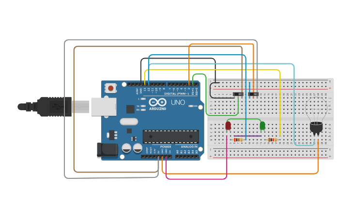 Circuit design ARDUINO: ACCENSIONE LED E LAMPADA - Tinkercad