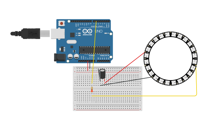 Circuit design Neopixel - Tinkercad