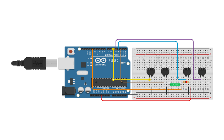 Circuit design Controlling Light Bulb With Tilt sensor | Tinkercad