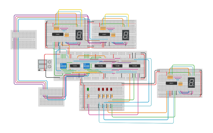 Circuit design 4 bit BCD Subtractor - Tinkercad