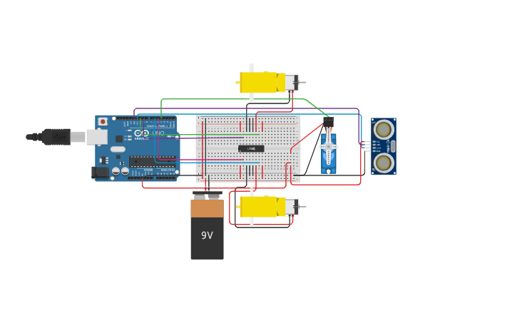 Circuit Design Obstacle Avoidance Car With Servo Tinkercad