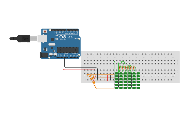 Circuit design Trabajo Clase Alumnos JGR 6x6 Matrix LED - Tinkercad