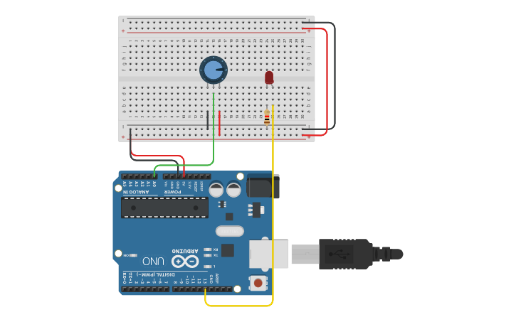 Circuit design Potentiometer - Tinkercad