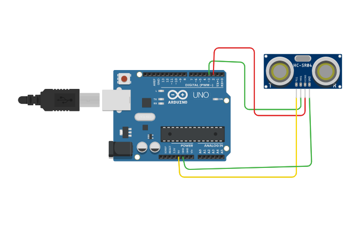 Circuit design ultrasonic - Tinkercad