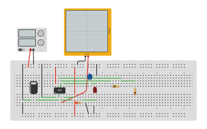 Circuit design Monoestable 555 - Tinkercad