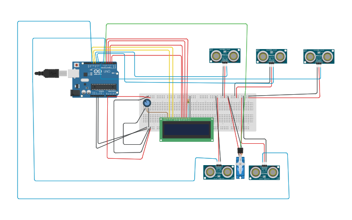 Circuit design Smart Car Parking System IOT - Tinkercad