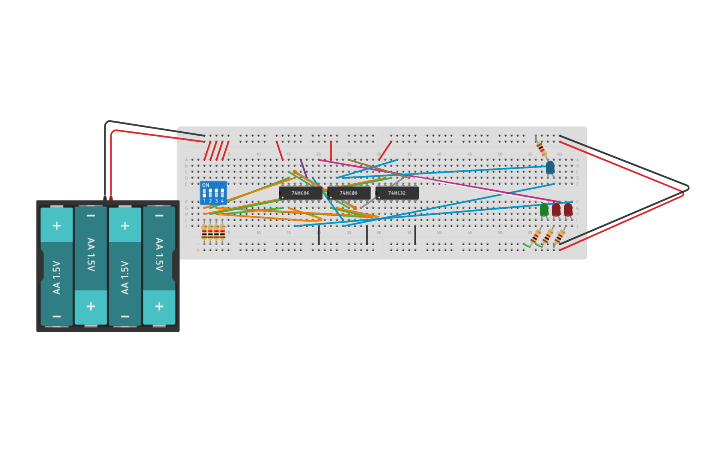 Circuit design 2 bit adder - Tinkercad