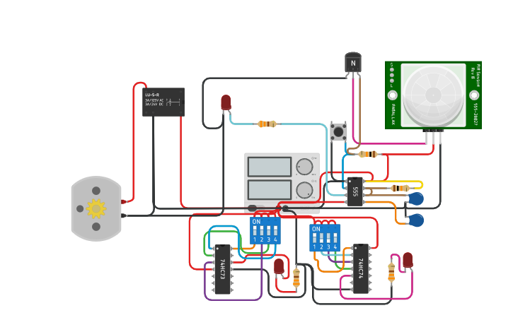 Circuit design Motion Timer - Tinkercad
