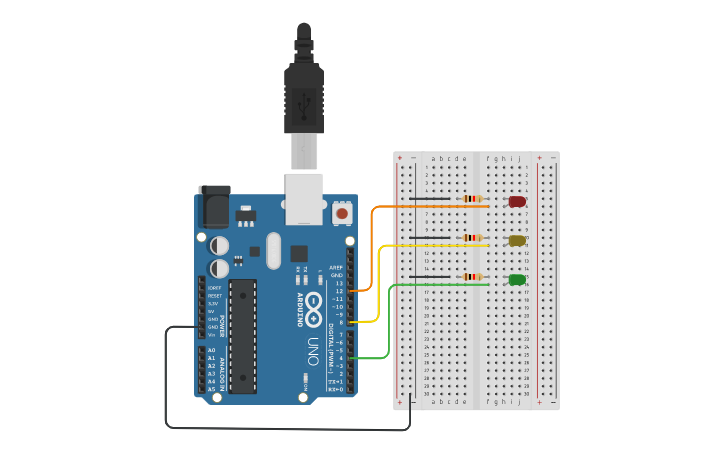 Circuit design Christmas Light - Tinkercad